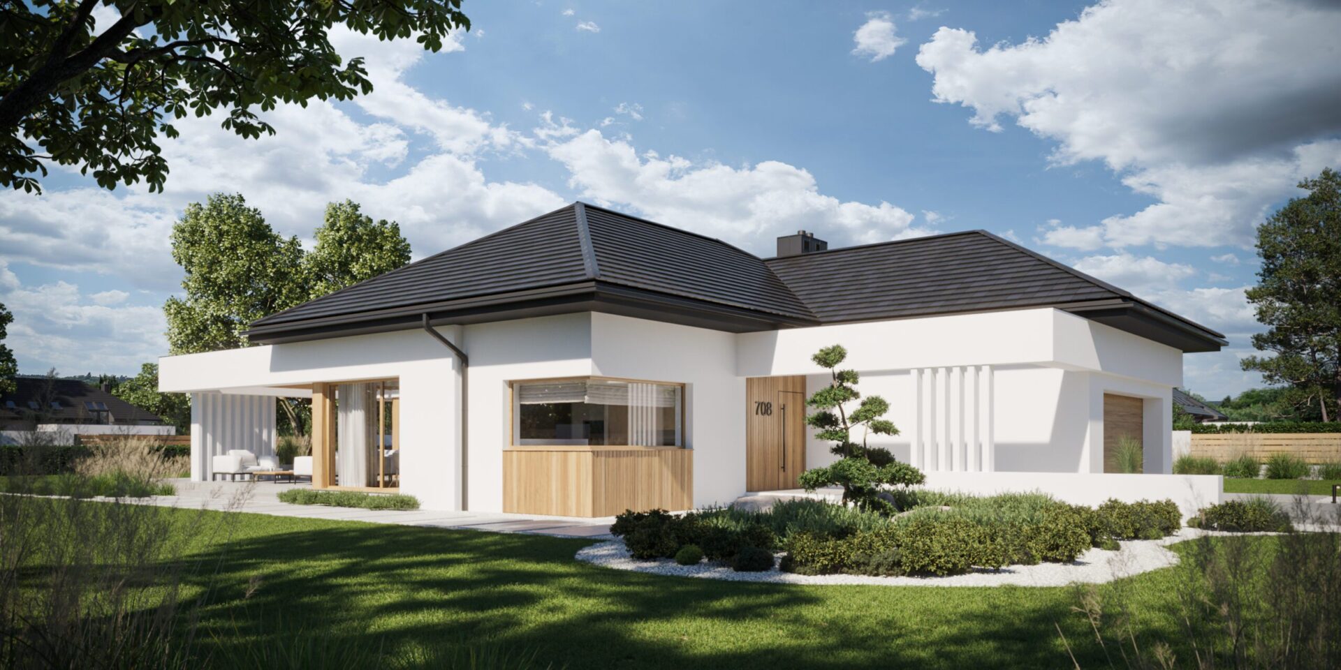 Projekt domu NewHouse 708, parterowy o powierzchni 136 m2 | MODERN HOUSE