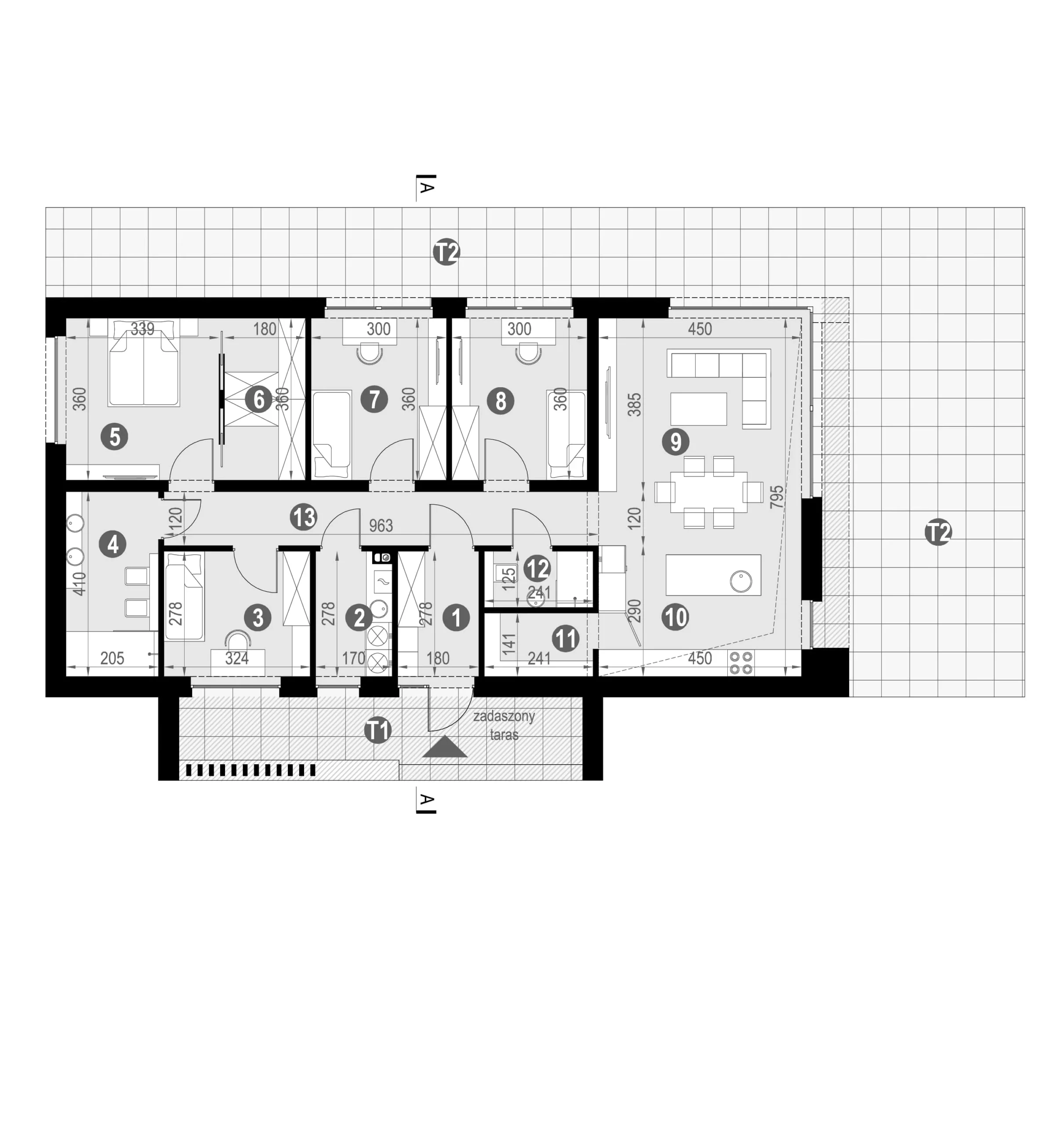 NewHouse 730 - projekt małego domu o powierzchni 121 m2, 4 sypialnie ...